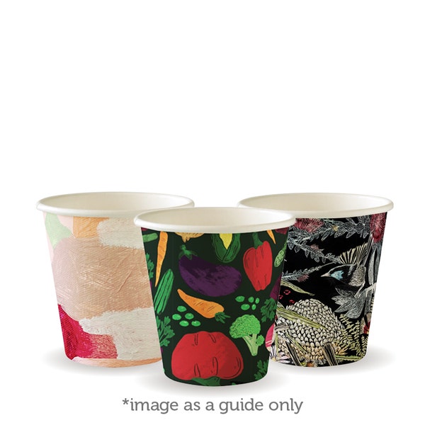 BioPak 230ml / 6oz (80mm) Art Series Single Wall BioCup - (Pack of 100